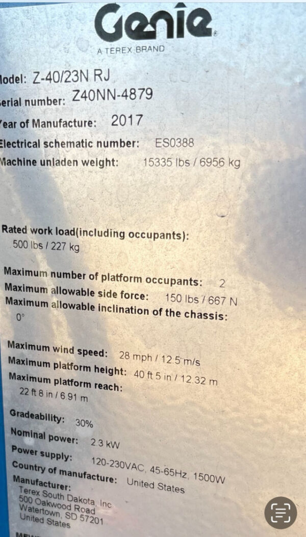 2017 GENIE Z-40/23N RJ | aerialtitans